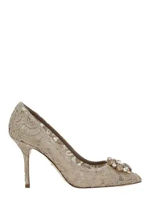 Dolce & Gabbana Dolce & Gabbana Lace Embellished High Heel Pumps Nude