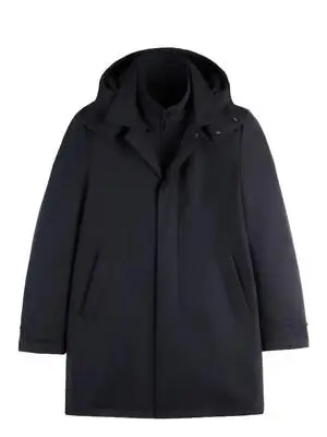 FAY Travel Stretch Jersey Coat With Zip And Snap Fastening - Blue