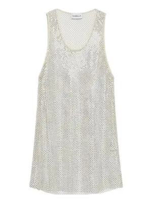 Marella Rhinestone Mesh Vest - Wool White