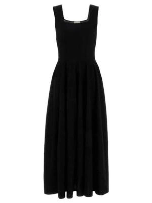 Khaite Jodie Square Neck Midi Dress - Black