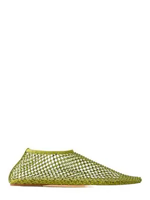 Christopher Esber Crystal-embellished Mesh Ballet Flats - Green