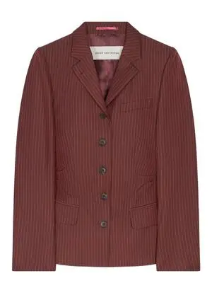 Dries Van Noten Striped Wool Blazer - Red