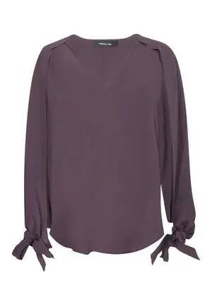 Federica Tosi Long Sleeve Tie-cuff V-neck Blouse - Purple