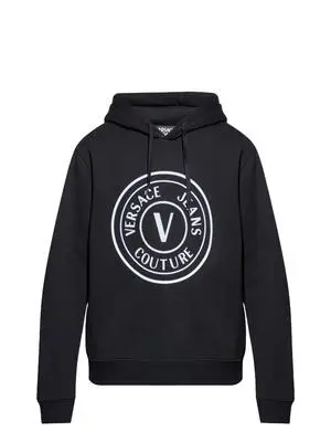 Versace Logo Printed Hoodie - Black