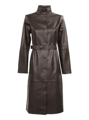 YVES SALOMON Yves Salomon Belted Leather Coat Black