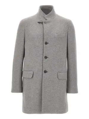 FAY Herringbone Wool-blend Coat - Gray