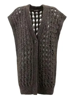 Herno Sleeveless Knitted Cardigan - Black