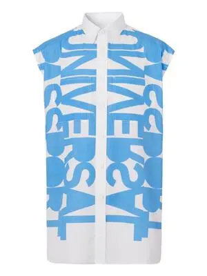 Burberry Allover Printed Buttoned Sleeveless Shirt - Blue