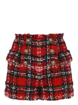 Balmain Frayed Check Tweed Shorts - Multicolor