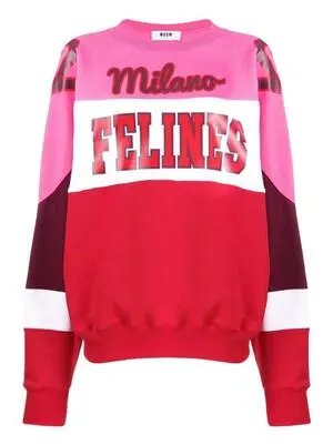 MSGM Color-blocked Crew Neck Pullover - Red