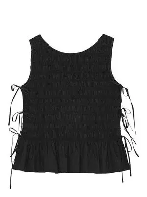GANNI Smock Tie Top - Black