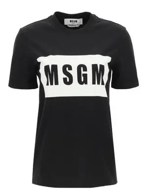 MSGM Logo Printed Crewneck T-shirt - Black
