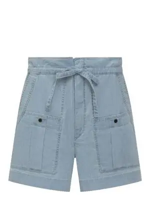 Isabel Marant Étoile Drawstring Pocketed Short Shorts - Light Blue