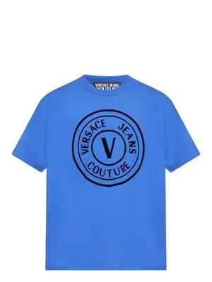 Versace Versace Jeans Couture Logo Printed Crewneck T-Shirt Blue