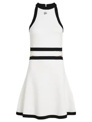 Karl Lagerfeld Sleeveless Flared Dress With Contrasting Piping - White/black