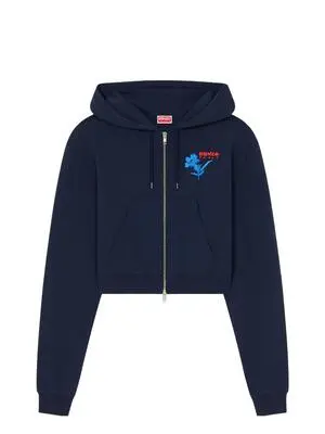 KENZO Kenzo Embroidered Floral Zip-Up Hoodie