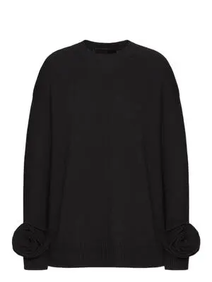 Valentino Garavani Rose Embellished Crewneck Jumper - Black