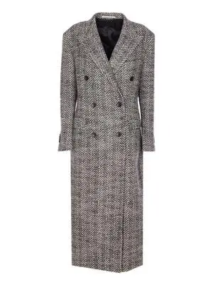 TAGLIATORE Caitlyn Double-Breasted Bouclé Wool Herringbone Coat