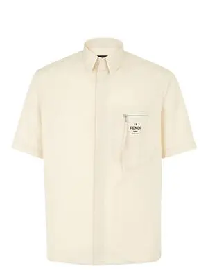 Fendi Fendi Logo Printed Short-Sleeved Shirt Beige