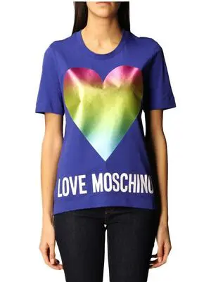 Moschino Detail Round Neck Short Sleeve T-shirt - Multicolor