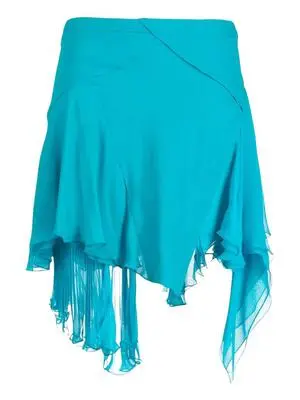 Versace Asymmetrical Hem Mini Skirt - Blue