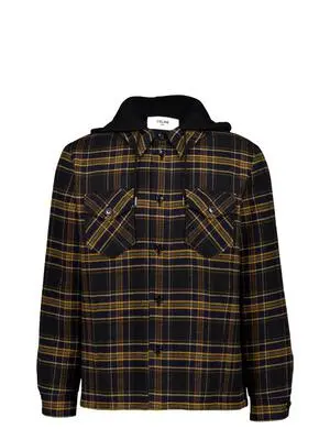 Celine Hooded Overshirt In Checked Cotton - Black