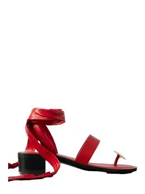 THE ROW Band Embellished Ankle Strap Sandals - Red
