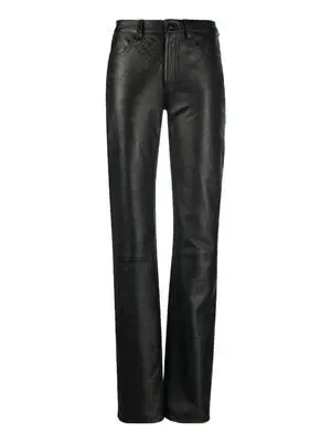 MARINE SERRE All-over Embossed-logo Leather Trousers - Black