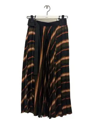 Sacai Pleated Striped Skirt - Black