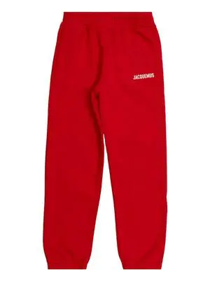 Jacquemus Elastic Waist Casual Pants With Logo Print - Red