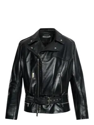 Alessandra Rich Long-sleeved Leather Jacket - Black