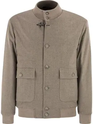 FAY Fay Suede Bomber Jacket With Hook Detail