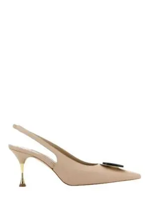 MANOLO BLAHNIK Manolo Blahnik Pointed-Toe Slingback Pumps With Elastic Ankle Strap