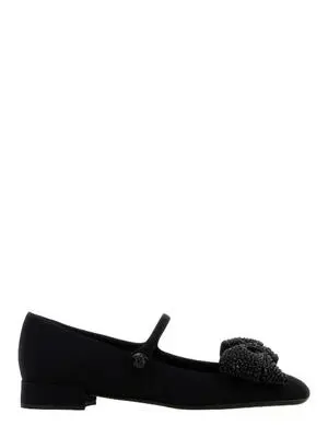 Valentino Garavani Embellished Bow Flat Mary Janes - Black
