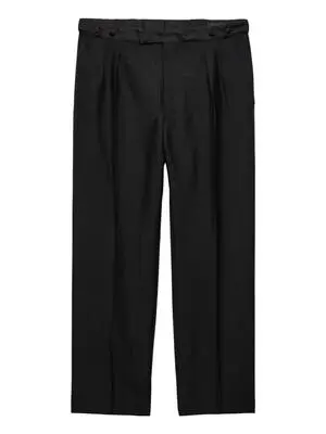 Prada Triangle-patch Pleated Trousers - Black