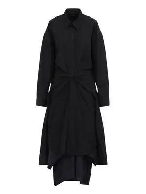 Balenciaga Long Sleeve Shirt With Pleated Details - Black