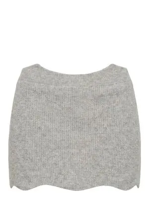 AYA MUSE Ribbed Knit Mini Skirt With Fan-shaped Hem - Brown