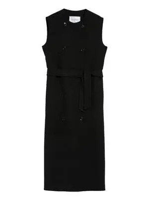 Max Mara Double-breasted Belted Long Coat - Black