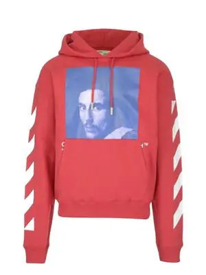 Off-White Printed Graphic Hoodie - Red