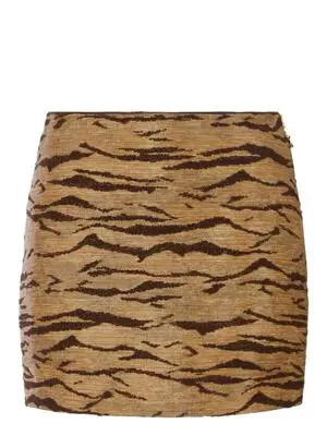 Elisabetta Franchi Tiger Print Mini Skirt - Camel