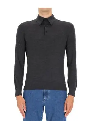 Zegna Long Sleeved Polo Shirt - Black