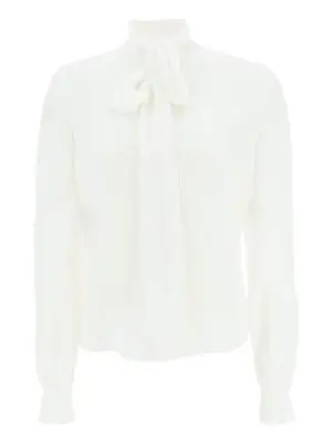 Moschino Pussy-bow Collar Silk Blouse - White