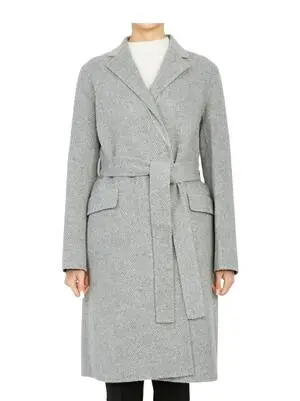 Theory Belted Wool Coat - Gray