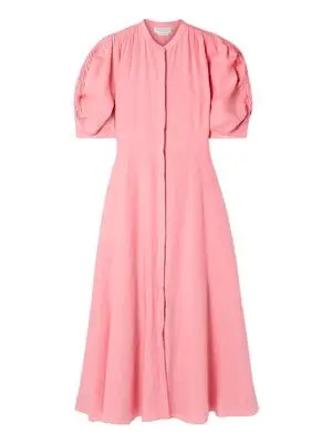 Gabriela Hearst Short Sleeve Puff Sleeve Dress - Pink
