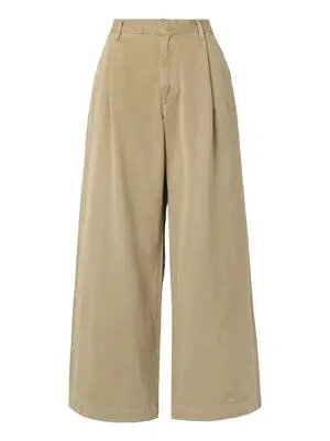 AGOLDE Pleated Twill Wide-leg Pants - Beige