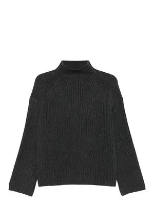 LOULOU STUDIO Ines Ribbed High Neck Sweater - Black