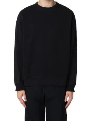 Stone Island Crewneck Sweatshirt With Embroidered Logo - Black