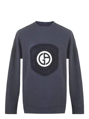 Giorgio Armani Logo Crew Neck Sweater - Black