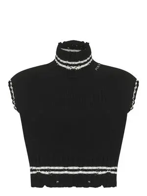 MARNI Marni High-Neck Distressed Sleeveless Sweater Vest