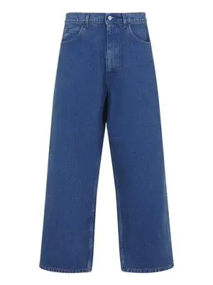 Marni Logo Printed Wide-leg Jeans - Ocean